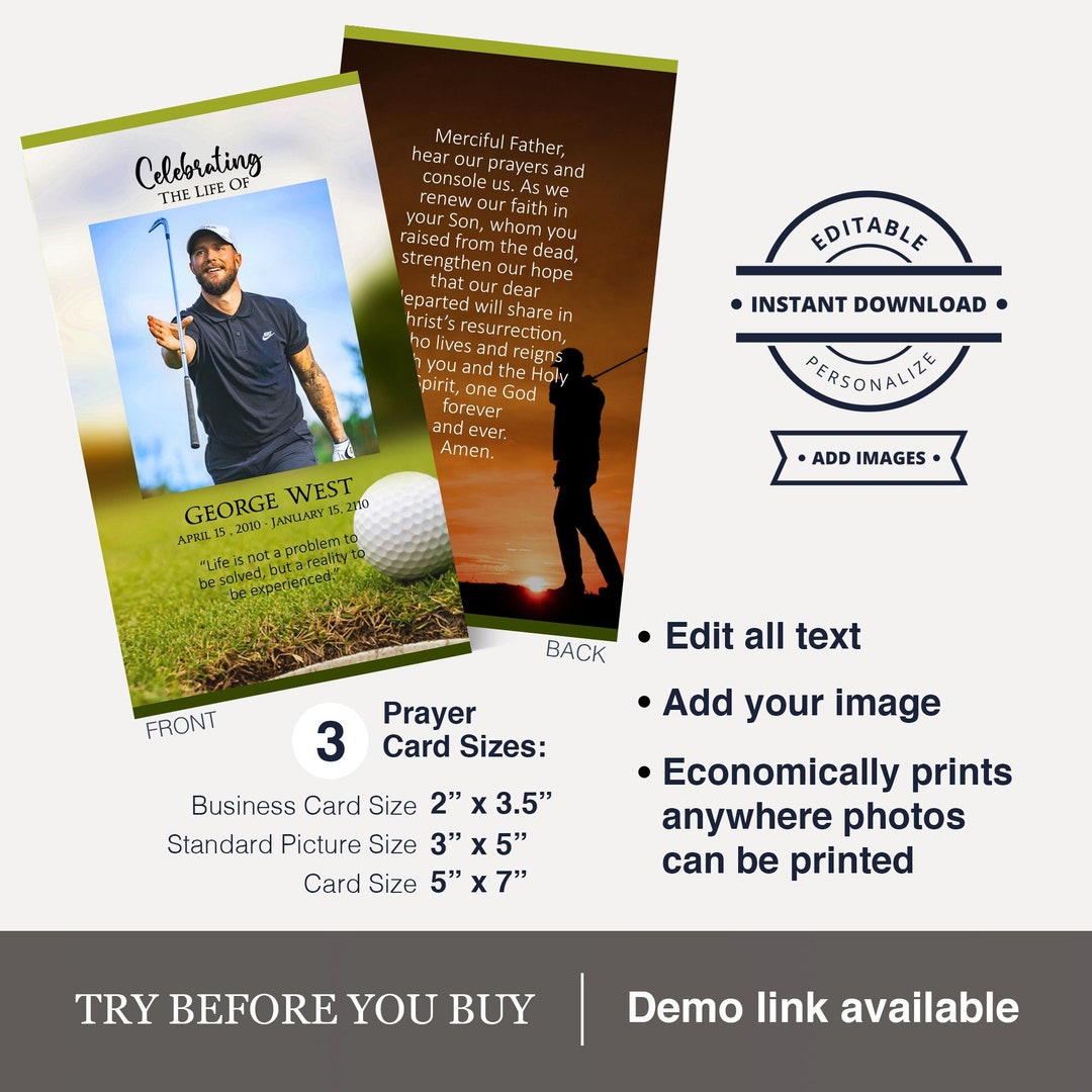 Customized Printable Golfing Memorial Service Celebrating the Life of a ...