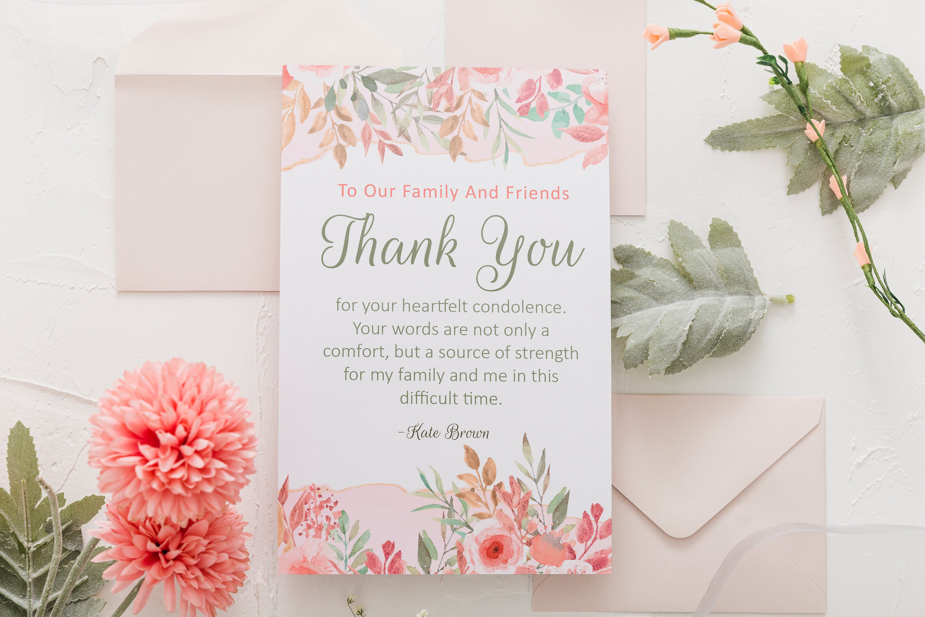Funeral Thank You Card, Celebration of Life, Memorial Service ...