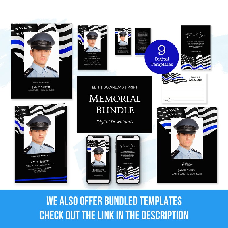 Printable Policeman Funeral Prayer Card Law Enforcement Officer Black ...