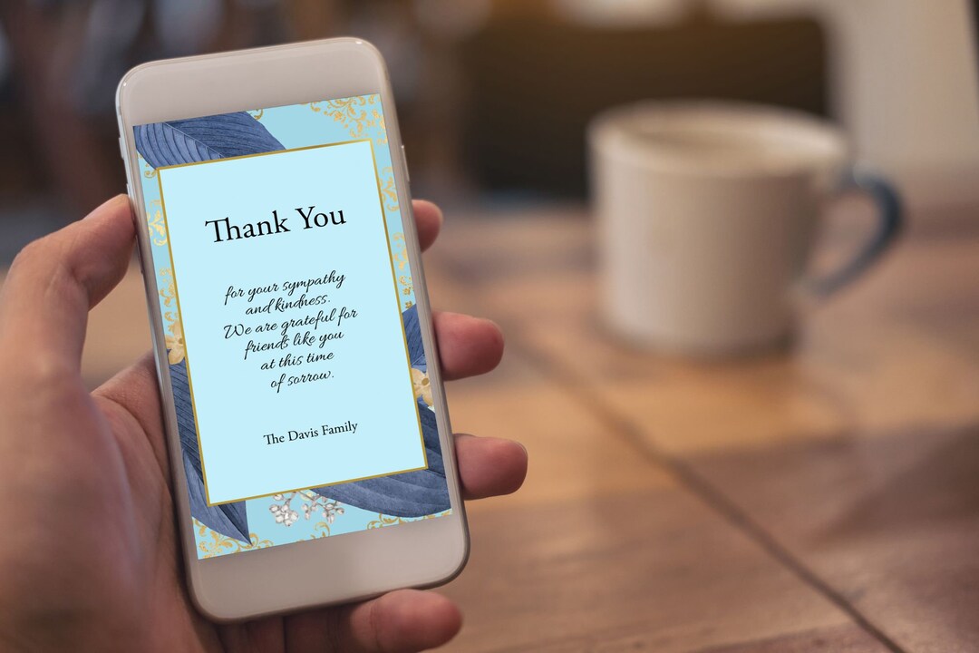 Electronic Memorial Service Thank You Card EASY TO EDIT Template ...