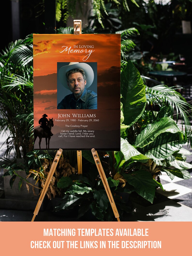 Easy to Edit Funeral Template Western Cowboy Rancher Photo Horseback ...