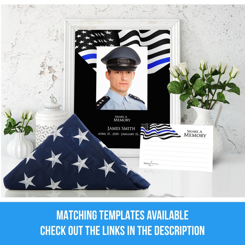 Printable Policeman Funeral Prayer Card Law Enforcement Officer Black ...