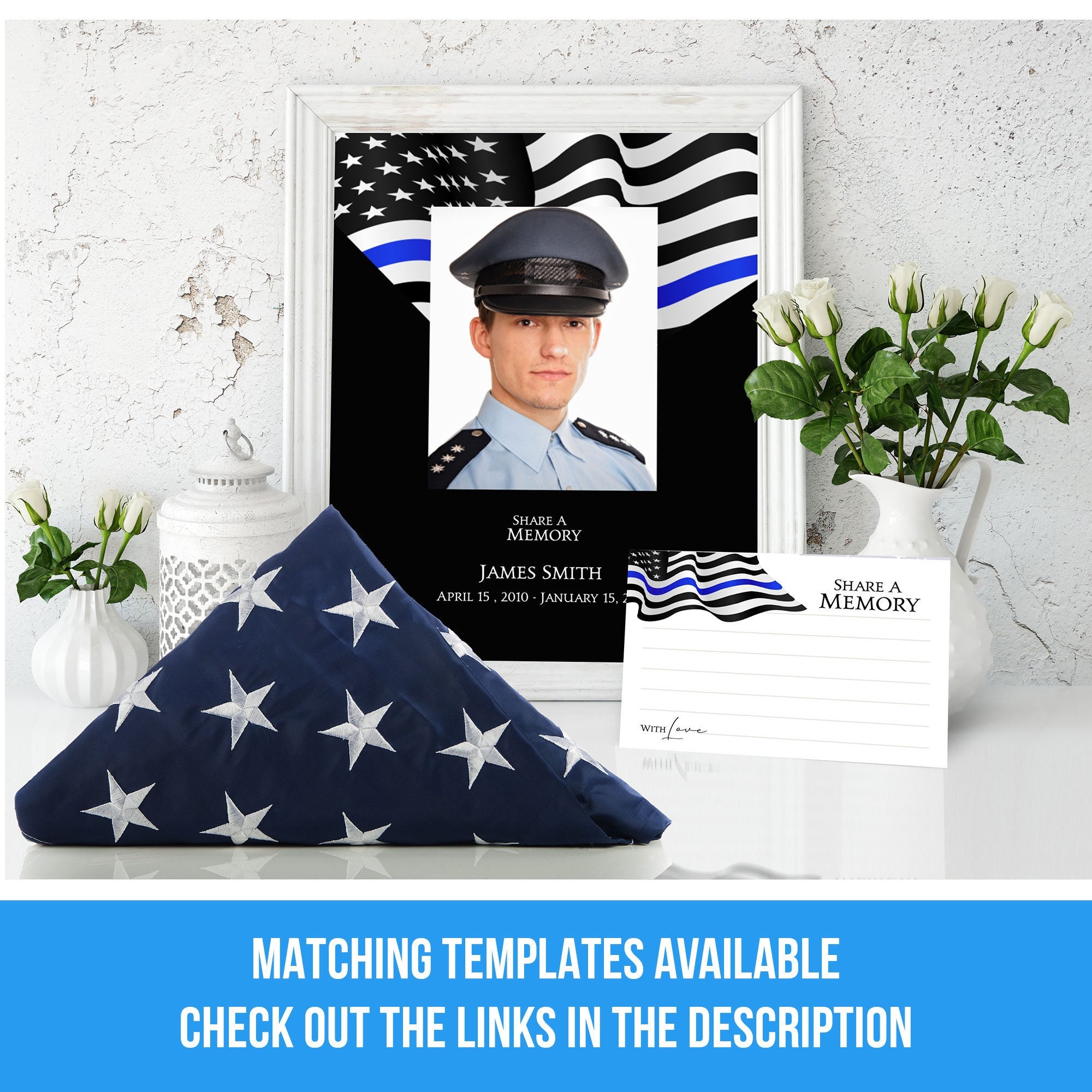 Printable Policeman Funeral Prayer Card Law Enforcement Officer Black ...