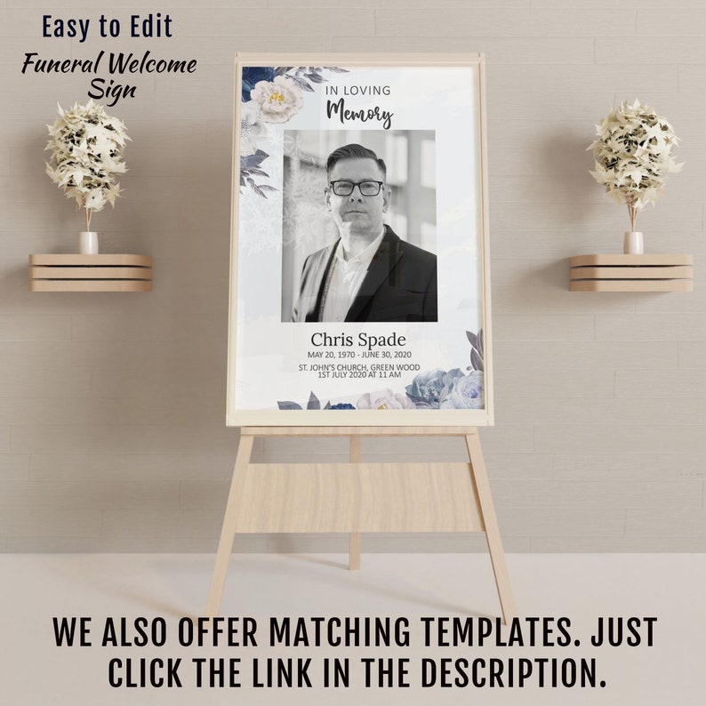 Men's Funeral Prayer Card, Editable Template Download Personalized ...