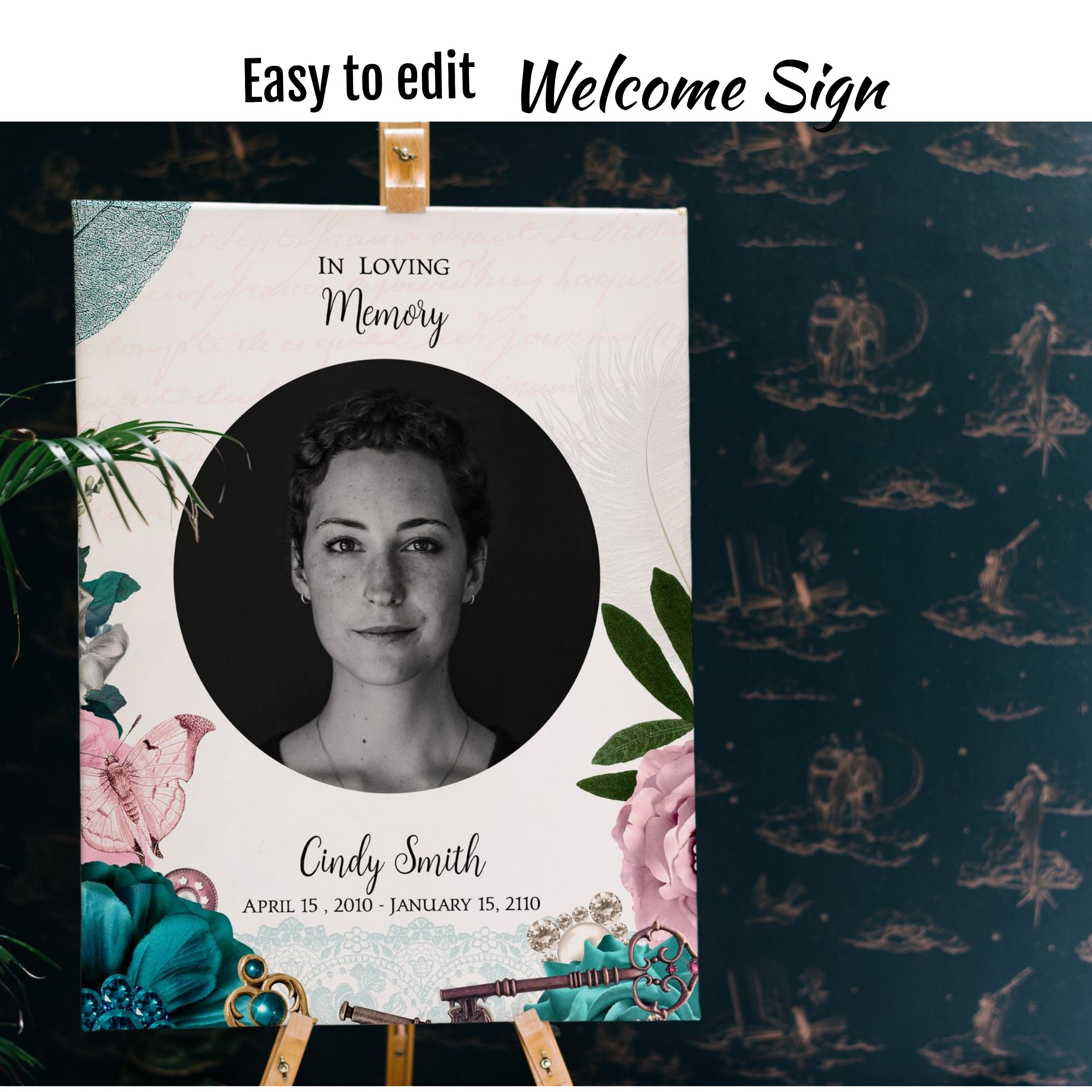 Printable Funeral Poster, Celebration of Life Welcome Sign , Editable ...