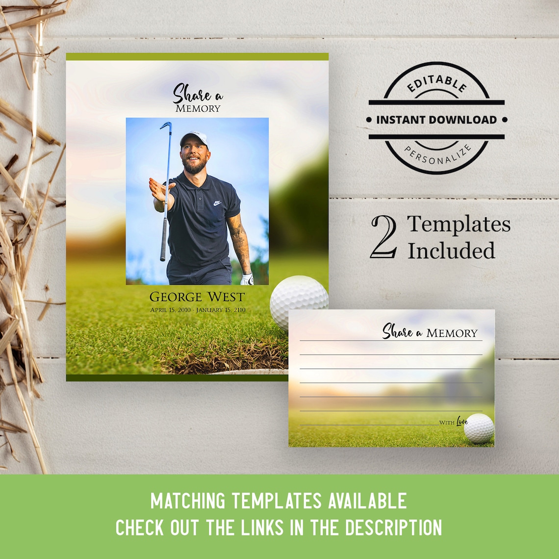 Customized Printable Golfing Memorial Service Celebrating the Life of a ...