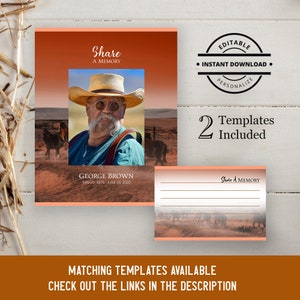 Printable in Loving Memory Cowboy Photo Funeral Prayer Card Order of ...