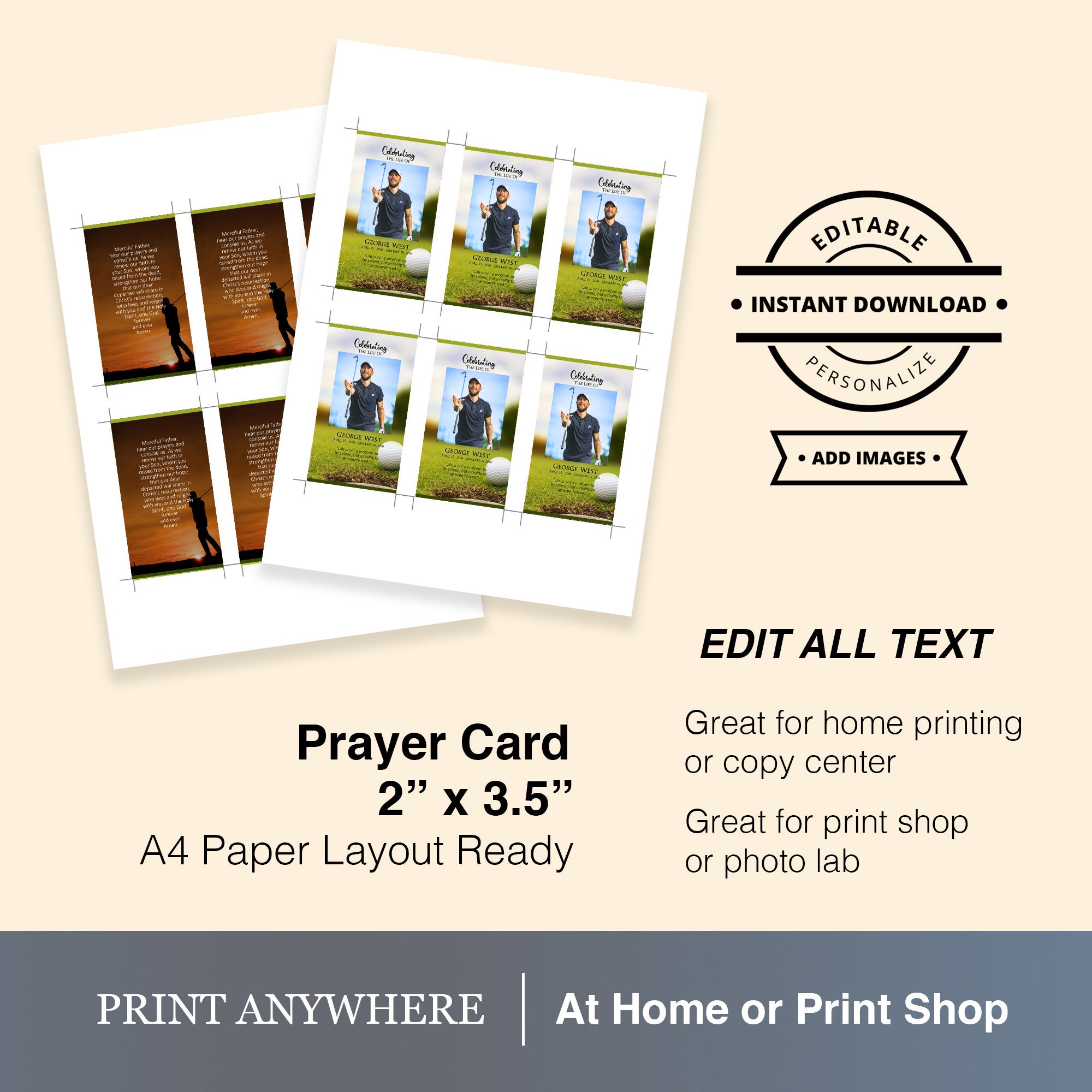 Customized Printable Golfing Memorial Service Celebrating the Life of a ...