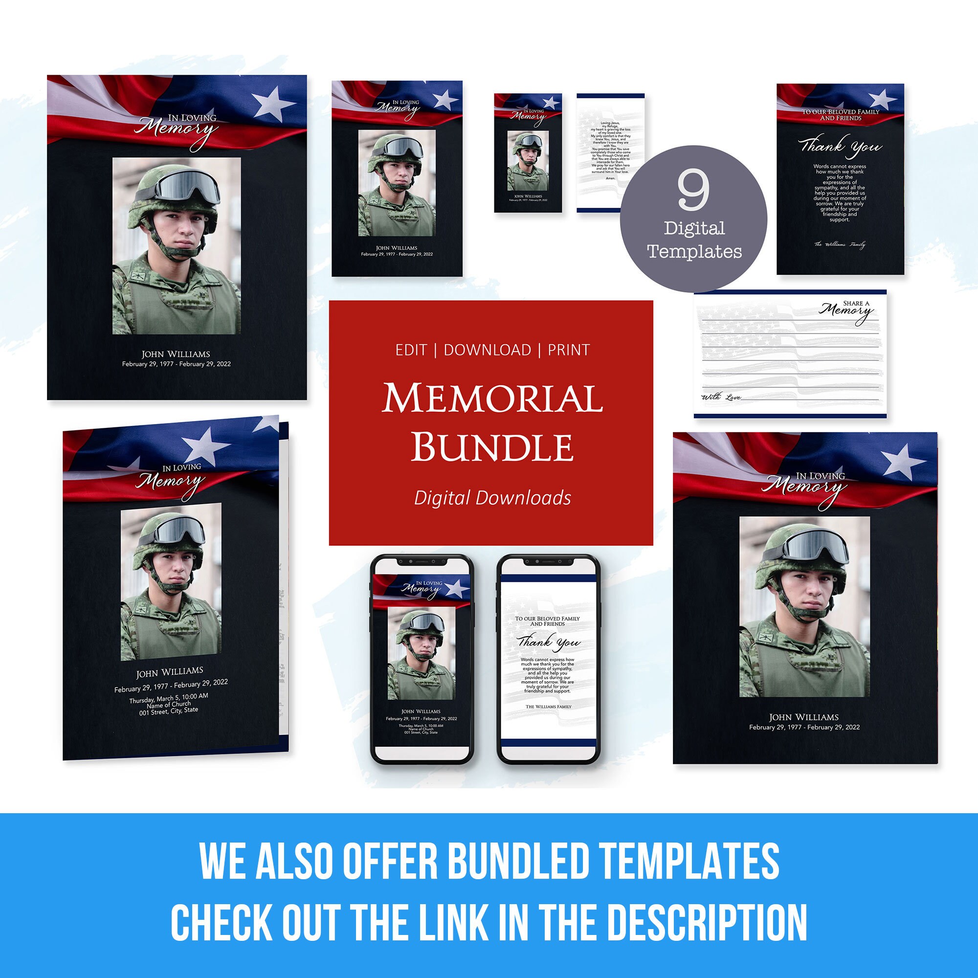 Editable Personalized American Soldier Photo Celebration of Life ...
