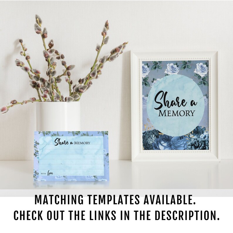 Printable Funeral Program for Men EASY TO EDIT Blue Floral Memorial ...