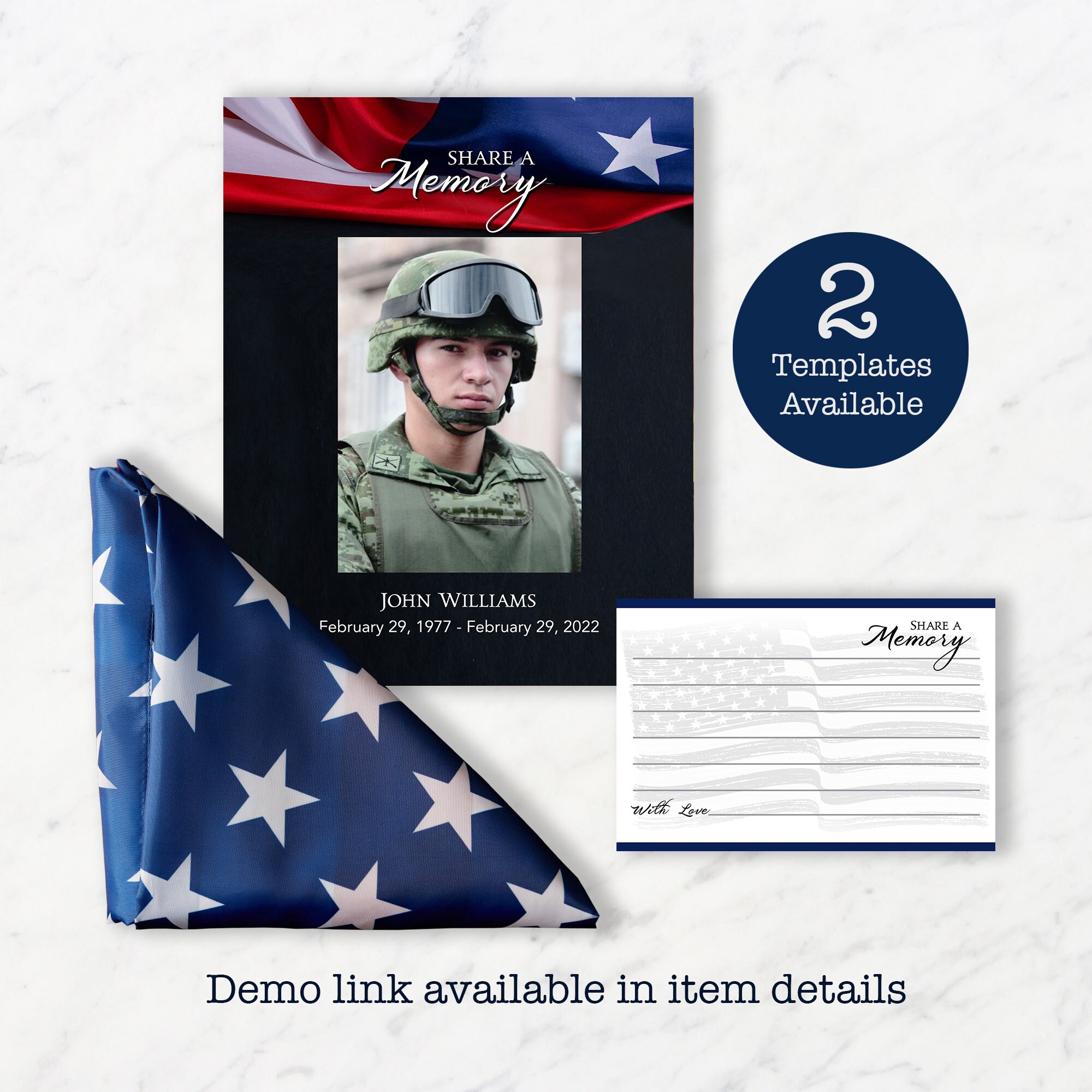 Editable Funeral Template Bundle American Patriot Soldier Military ...