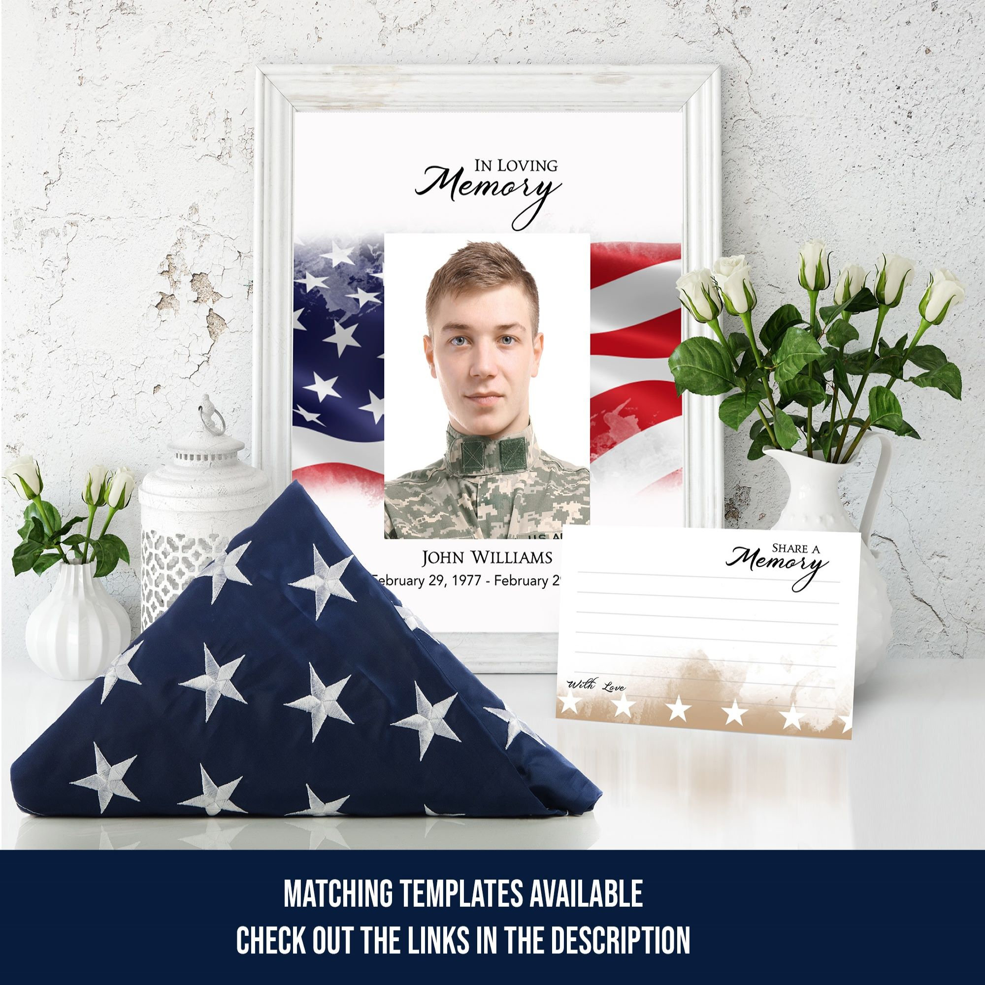 Editable Patriotic Funeral Welcome Sign Veteran Celebration of Life ...