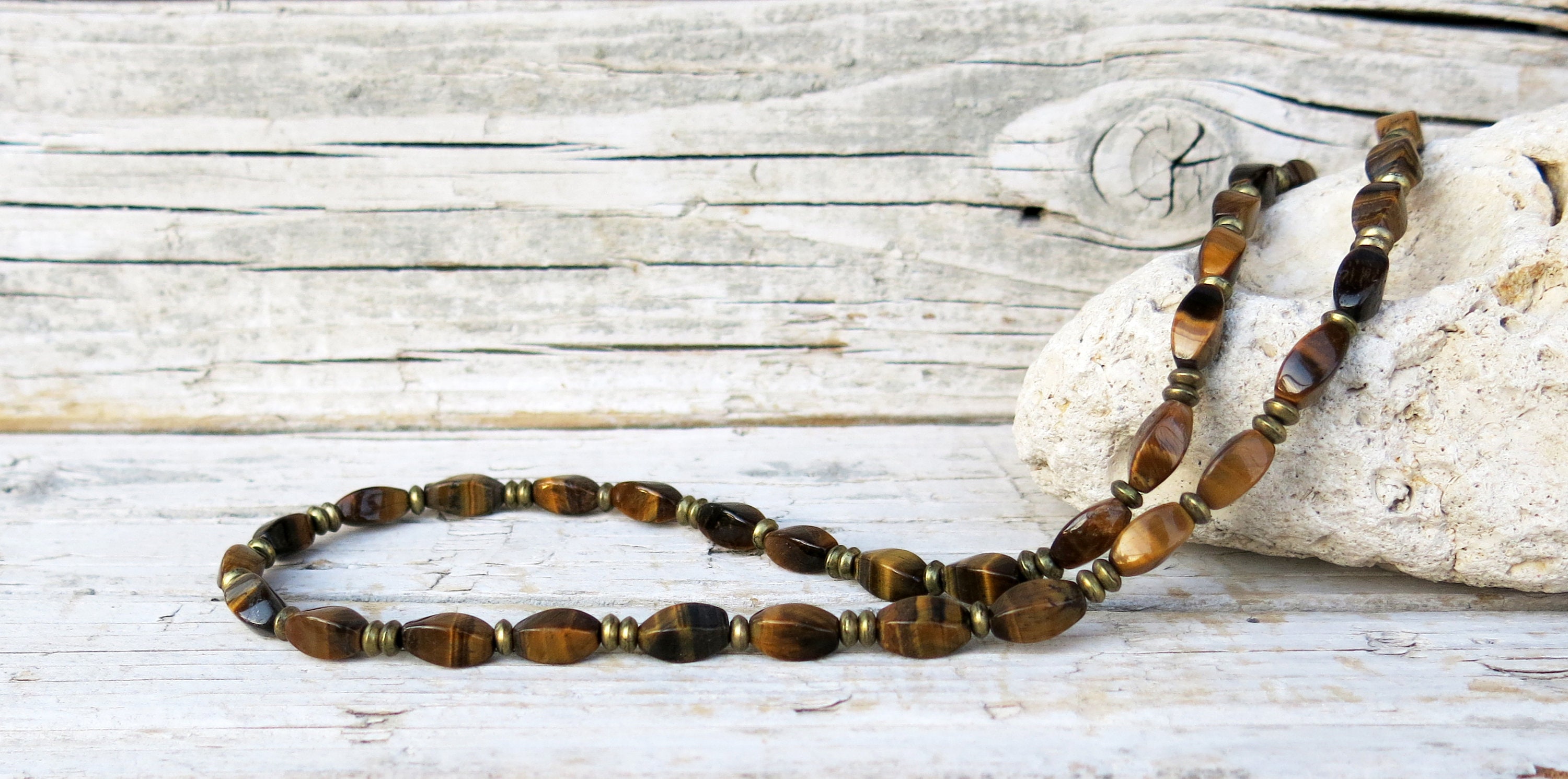 Mens Tiger Eye Necklace Mens Beaded Necklace Gemstone | Etsy