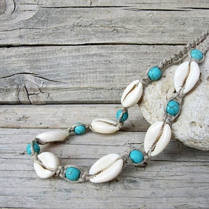 Cowrie Shell Necklace, Natural Cowrie Shell Choker, Shell Choker, Hemp ...