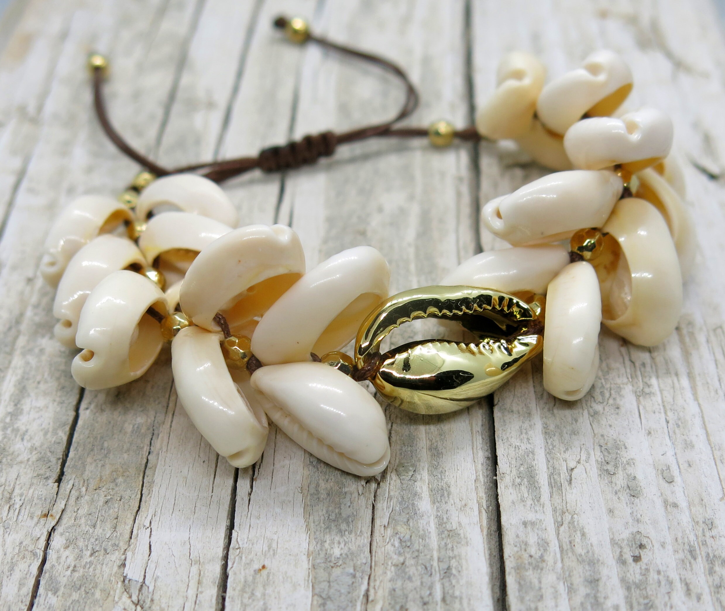 Cowrie Shell Double Bracelet White and Gold Cowrie Shell | Etsy