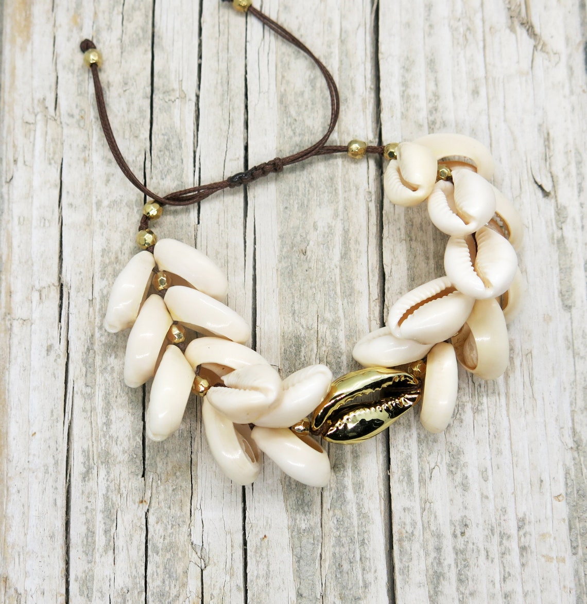 Cowrie Shell Double Bracelet White and Gold Cowrie Shell - Etsy