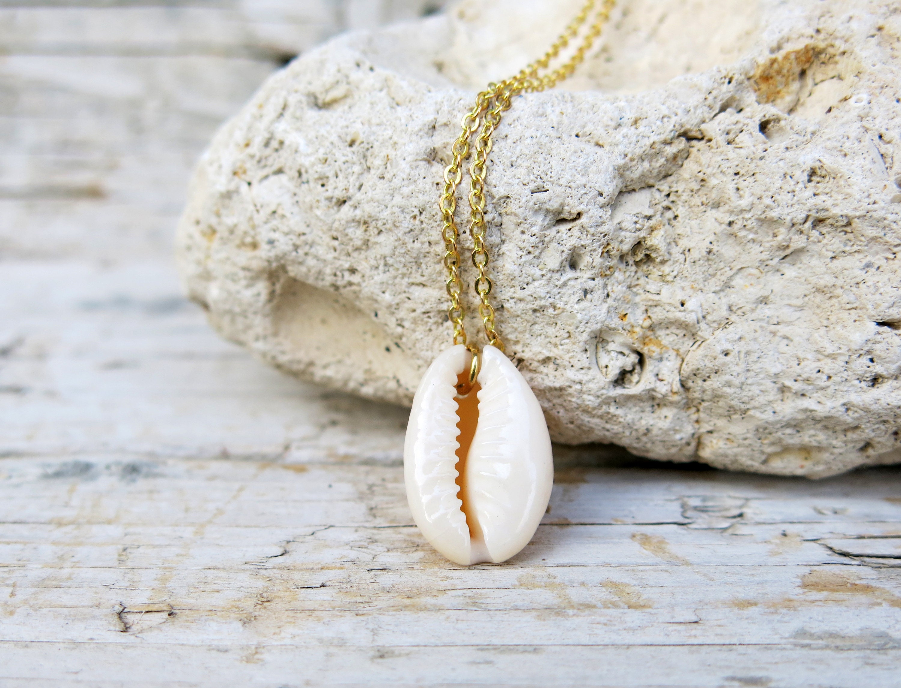 Cowrie Shell Necklace Cowrie Shell Nautical Jewelry Dainty | Etsy