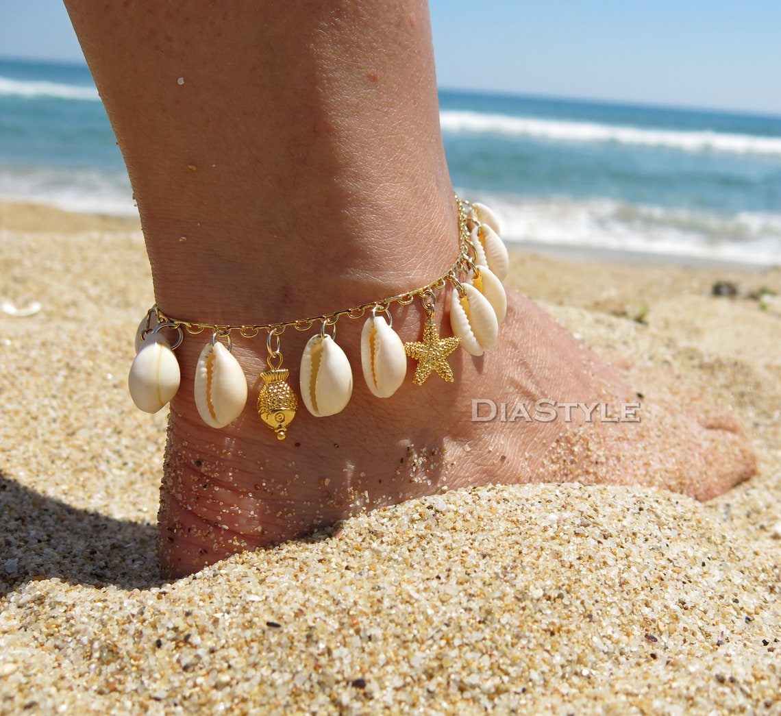 Cowrie Shell Anklet Cowrie Shell Bracelet Gold Starfish | Etsy