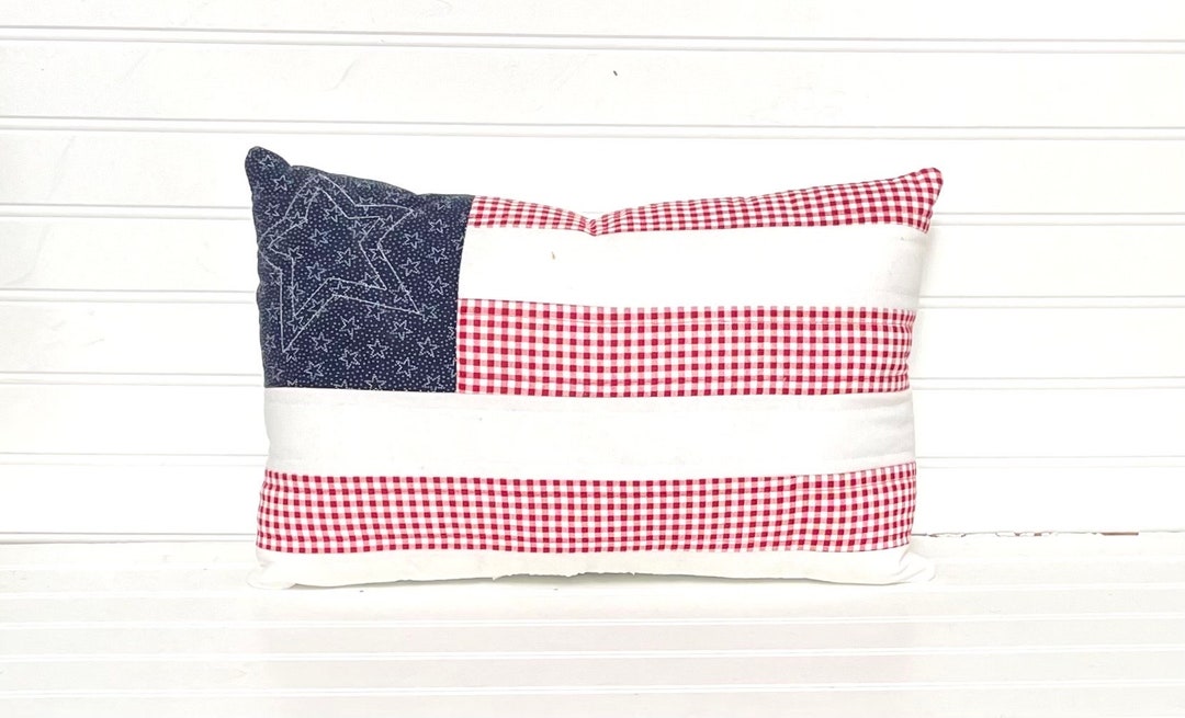 American Flag Pillow, Quilted Flag, Flag Throw, Fourth of July Pillow ...