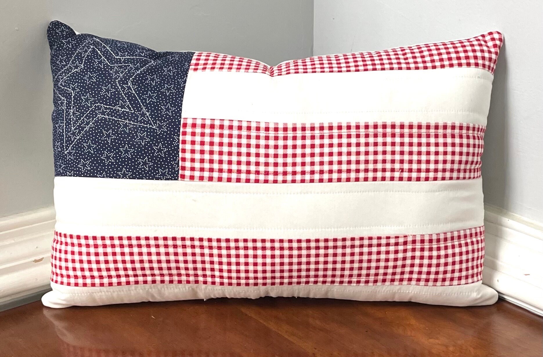 American Flag Pillow, Quilted Flag, Flag Throw, Fourth of July Pillow ...