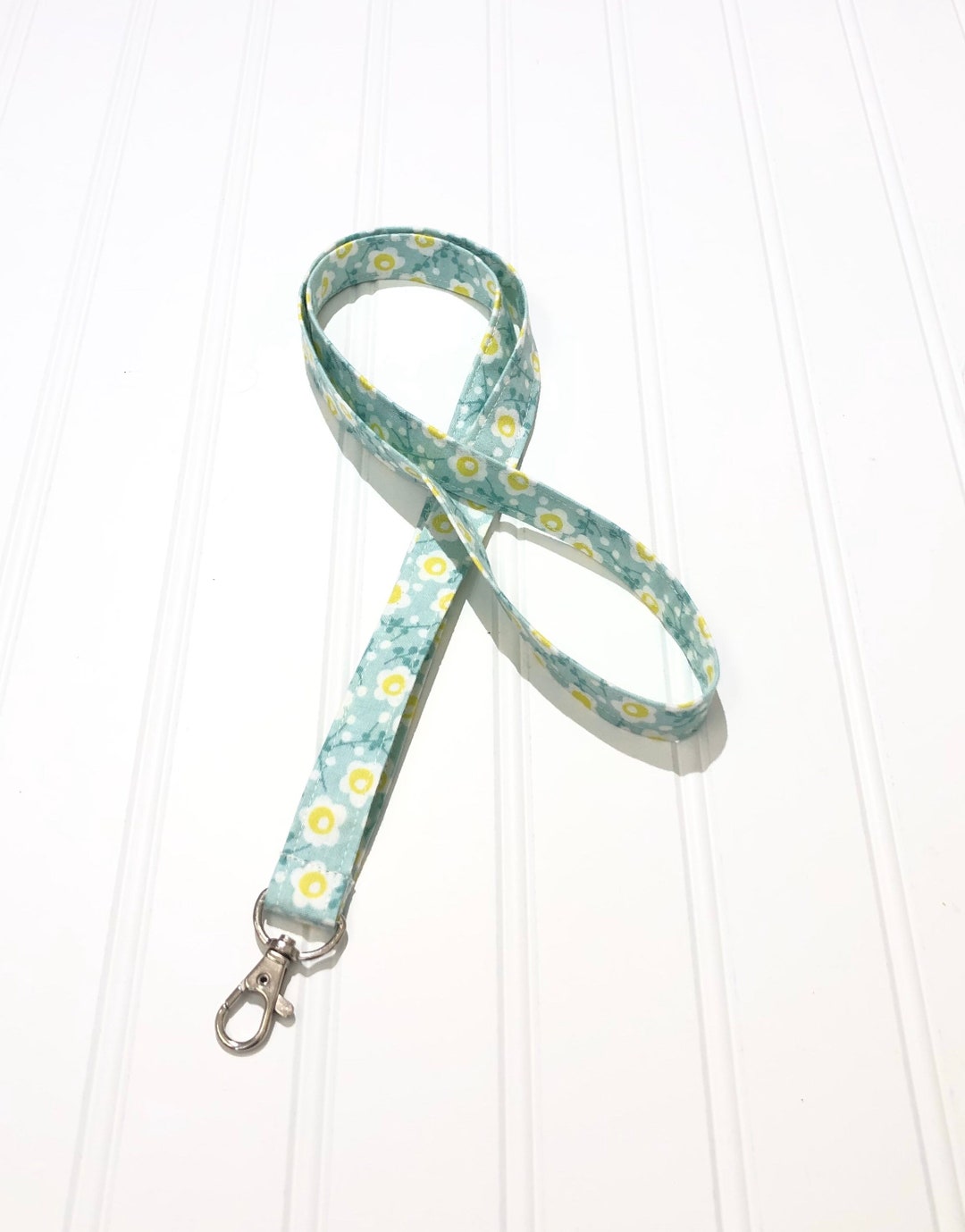 Aqua Floral Lanyard, Spring Lanyard, Women’s Lanyard - Etsy