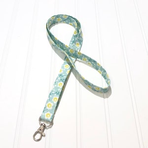 Aqua Floral Lanyard, Spring Lanyard, Women’s Lanyard - Etsy