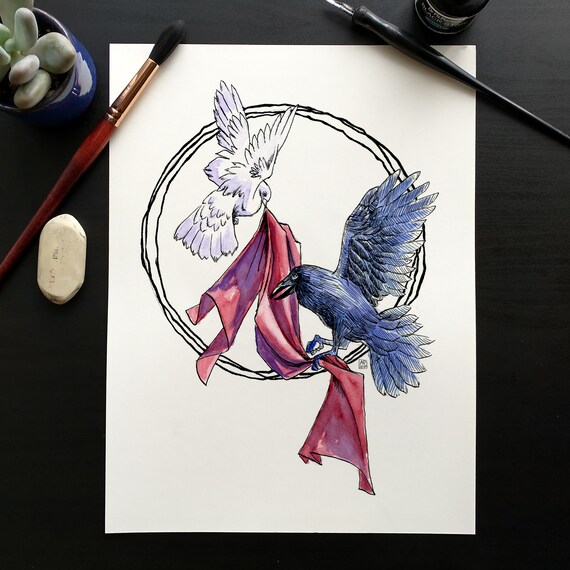 Raven and Dove 8x10 Print | Etsy