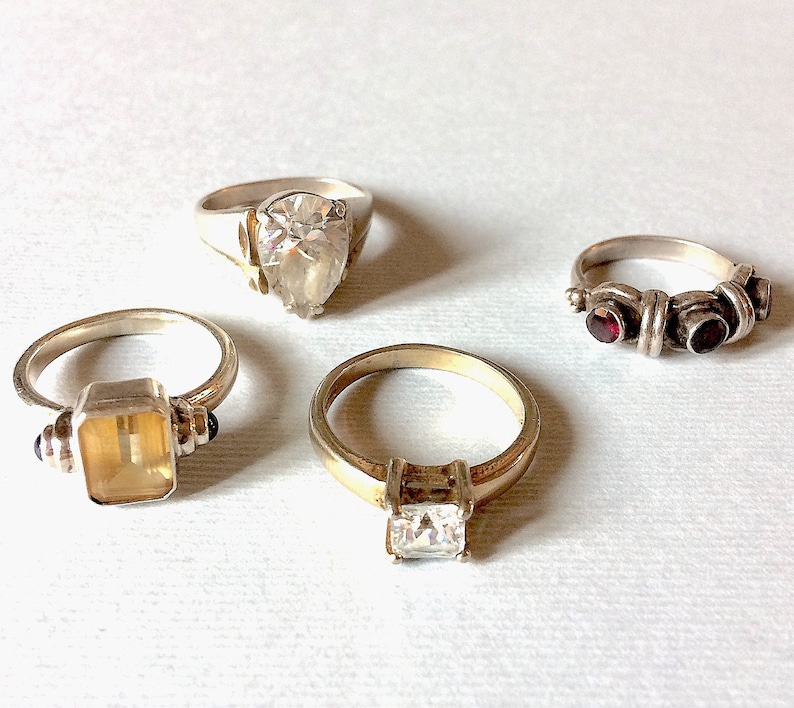 Vintage nice rings Sterling silver rings with cubic zircon | Etsy