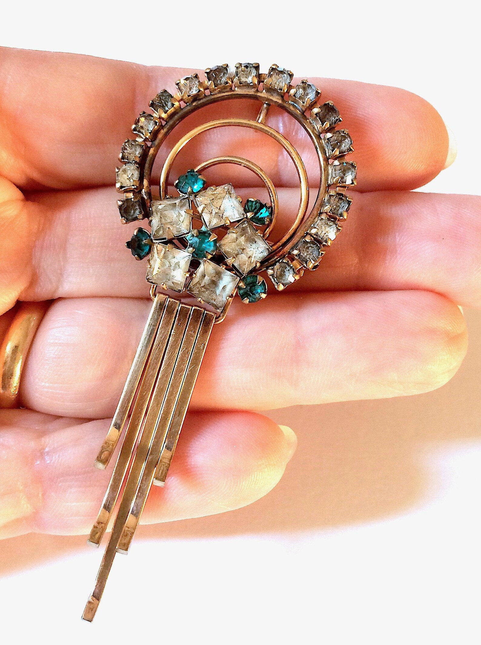 Vintage M&S Set Pin/pendant and Screw Back Earrings. Clear and - Etsy