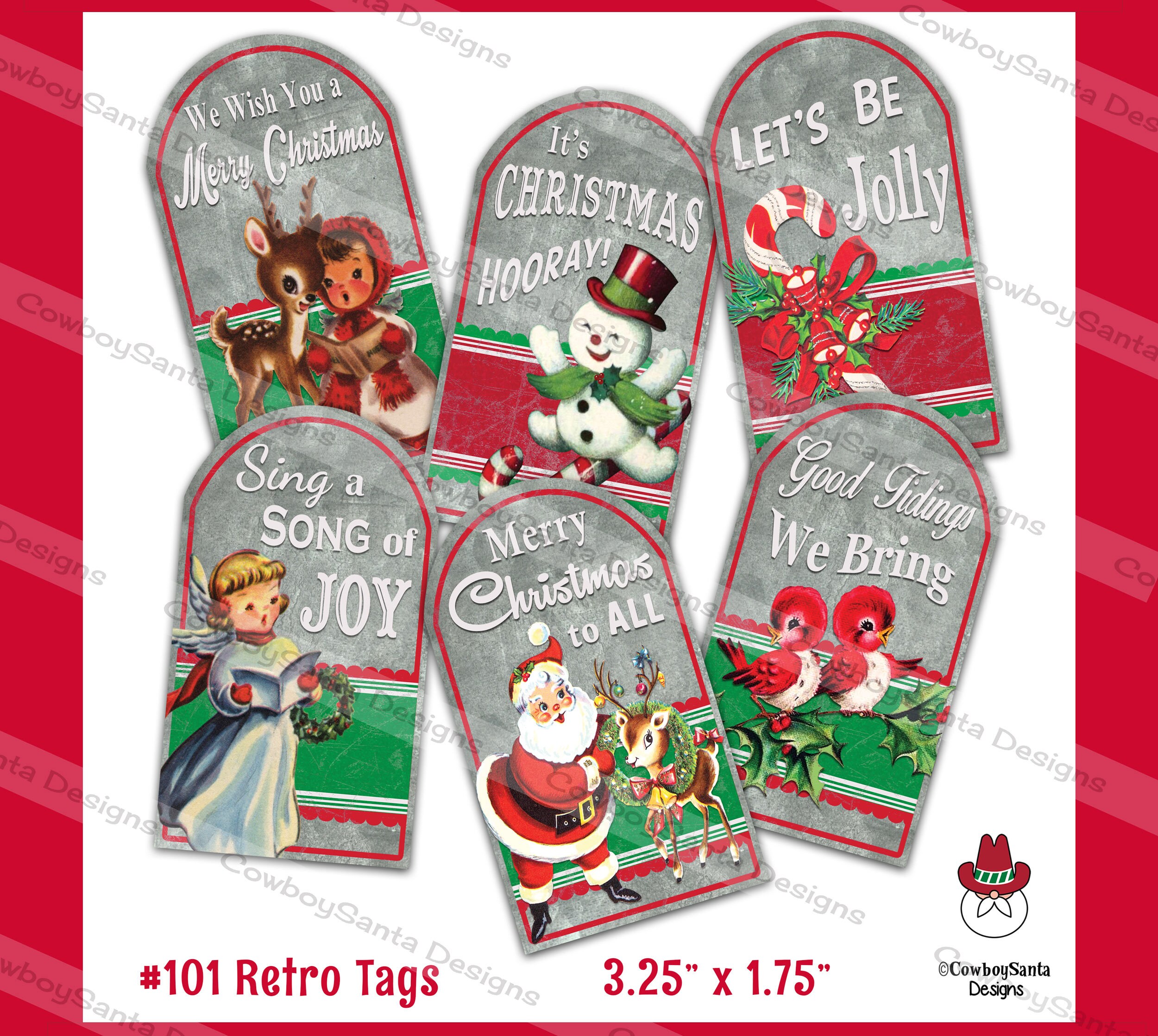 Vintage Retro Gift Tags | INSTANT DOWNLOAD | Print Your Own | DIY ...