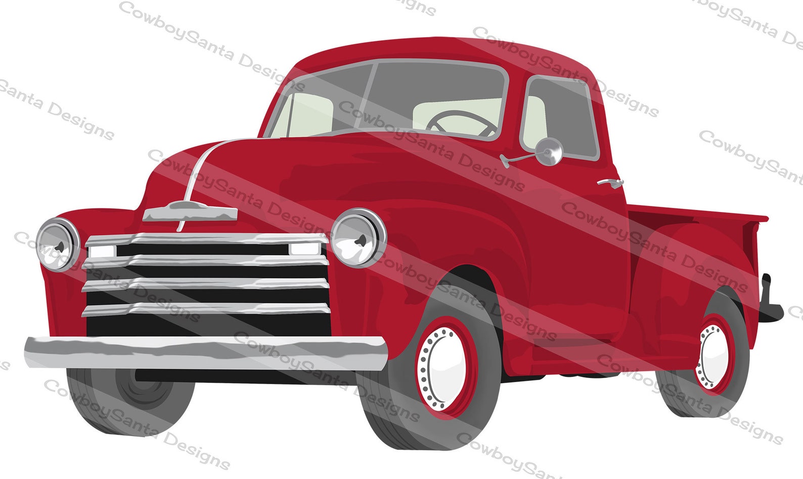 Red Truck Clip Art | Truck With Tree | Christmas Truck | Digital ...