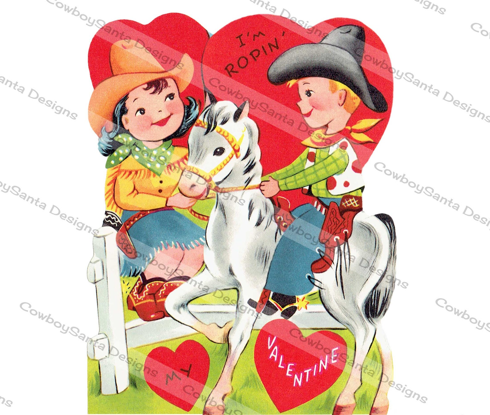 Vintage Cowgirl on Fence Roping Cowboy, Horse, Fence, Barn | Valentine ...