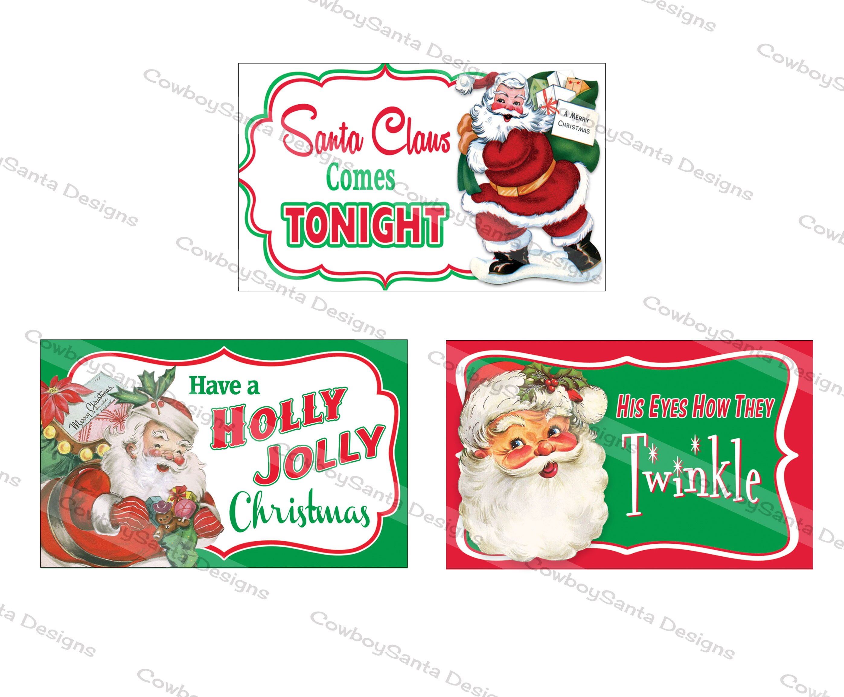 Vintage Retro Santa Gift Tags INSTANT DOWNLOAD Print Your Own DIY ...