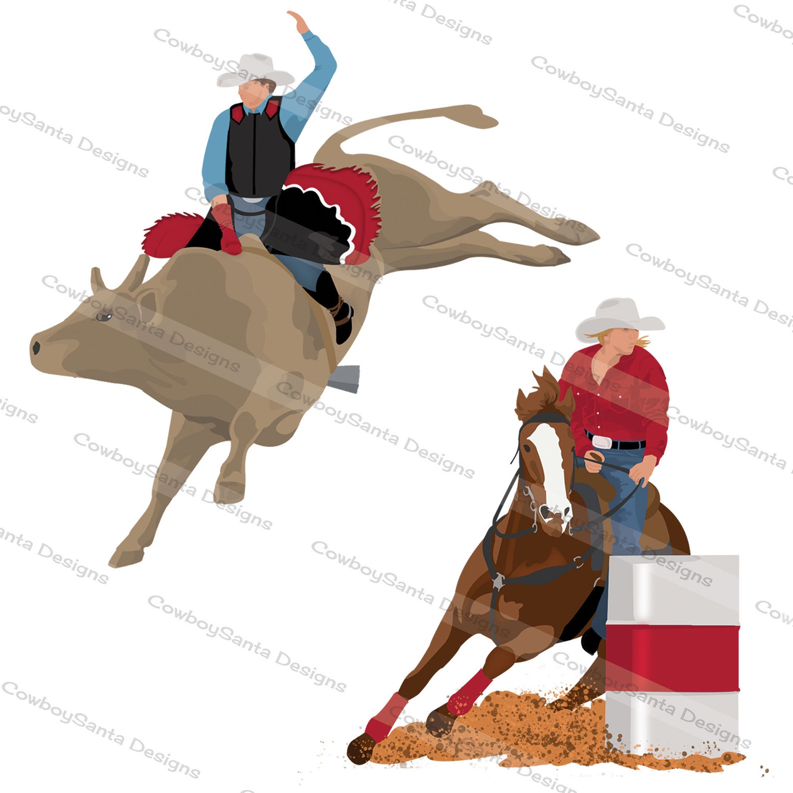 Rodeo Clip Art Collection Western Clip Art Cowboy Clip Art Barrel Racer ...