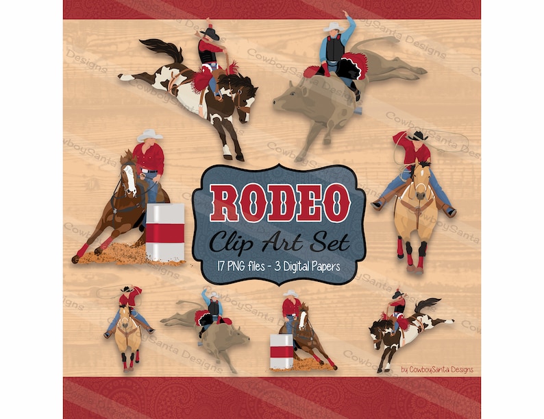 Rodeo Clip Art Collection | Western Clip Art | Cowboy Clip Art | Barrel ...