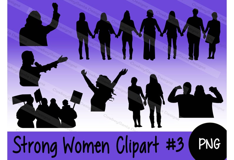 Strong Women #3 Silhouette Clip Art | Women Marching Clip Art | Women ...