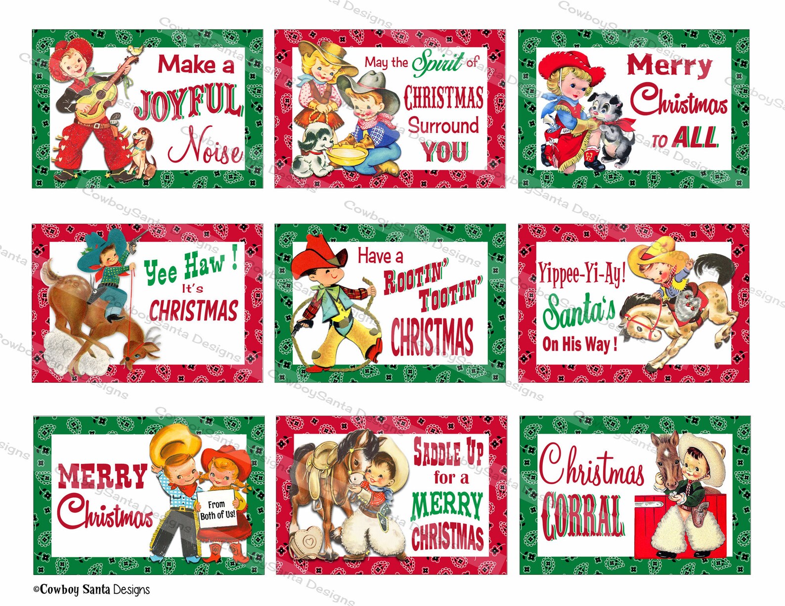 Vintage Retro Cowboy Kids Gift Tags | Western Gift Tags | INSTANT ...