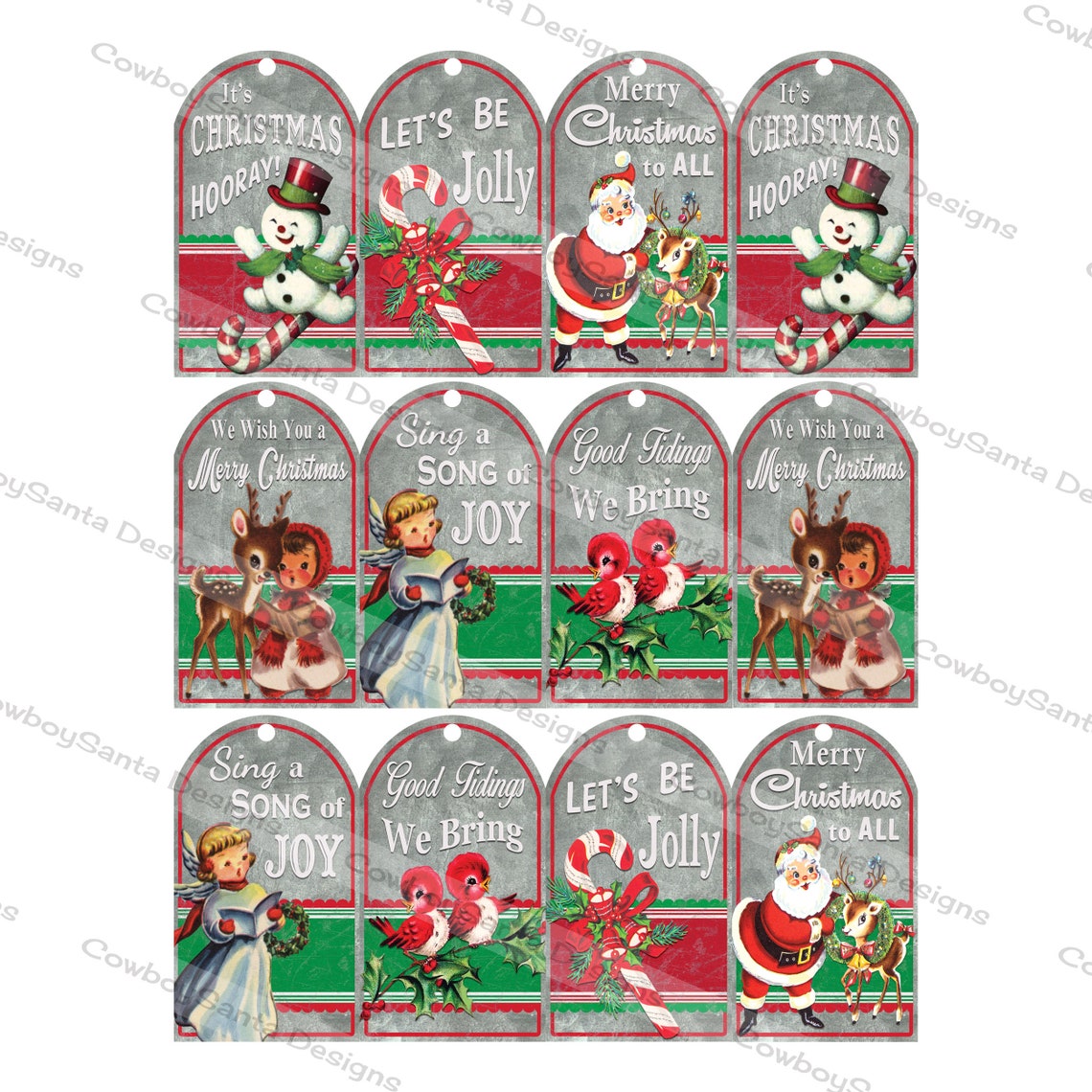 Vintage Retro Gift Tags | INSTANT DOWNLOAD | Print Your Own | DIY ...