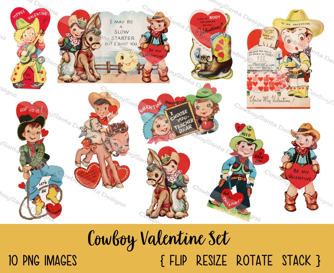 Cowboy Kids Valentine Set #4 | INSTANT DOWNLOAD | Print Your Own | DIY ...