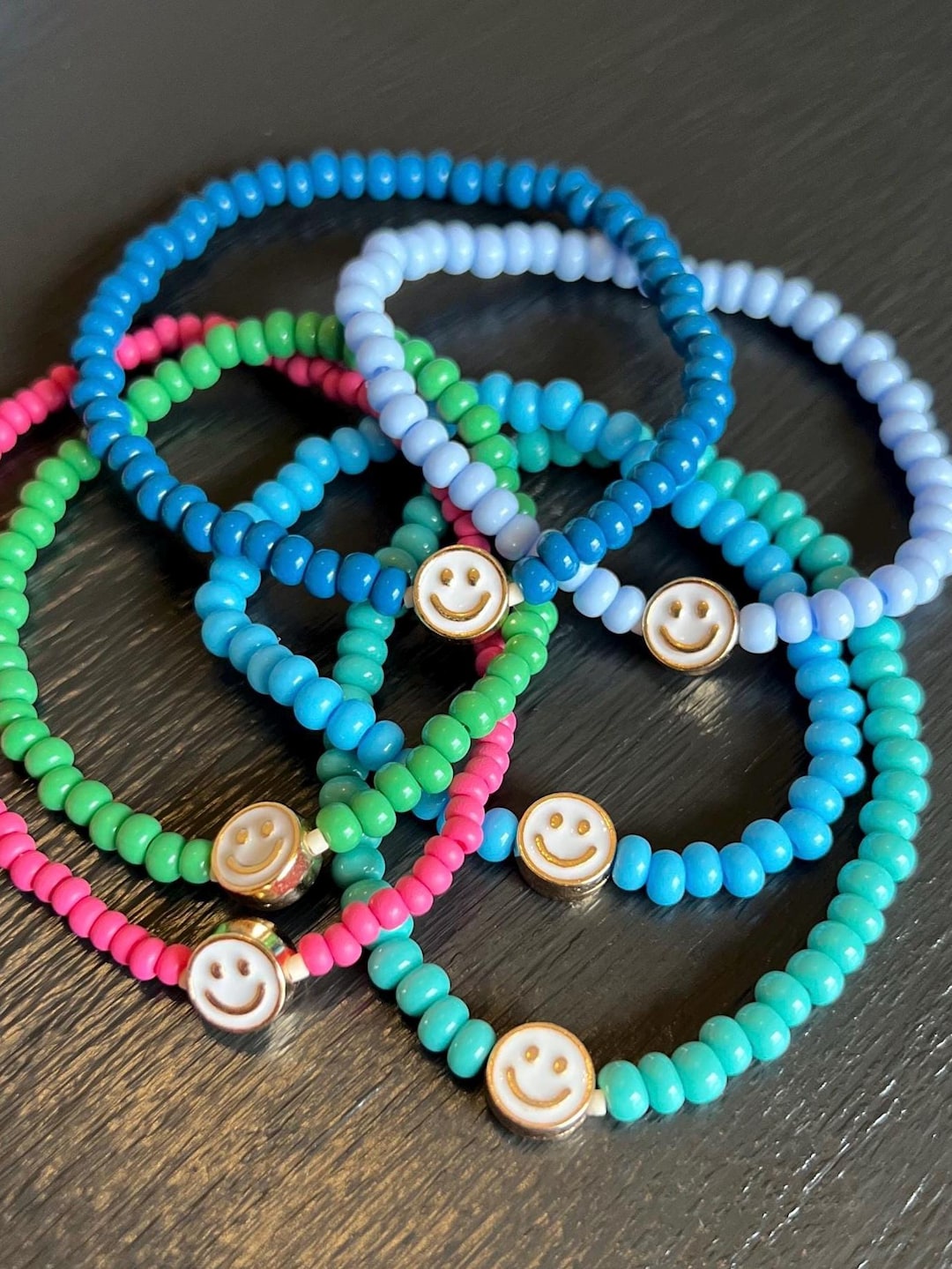 Happy Wear * Smiley Face * Beaded Stretch Bracelet - Etsy