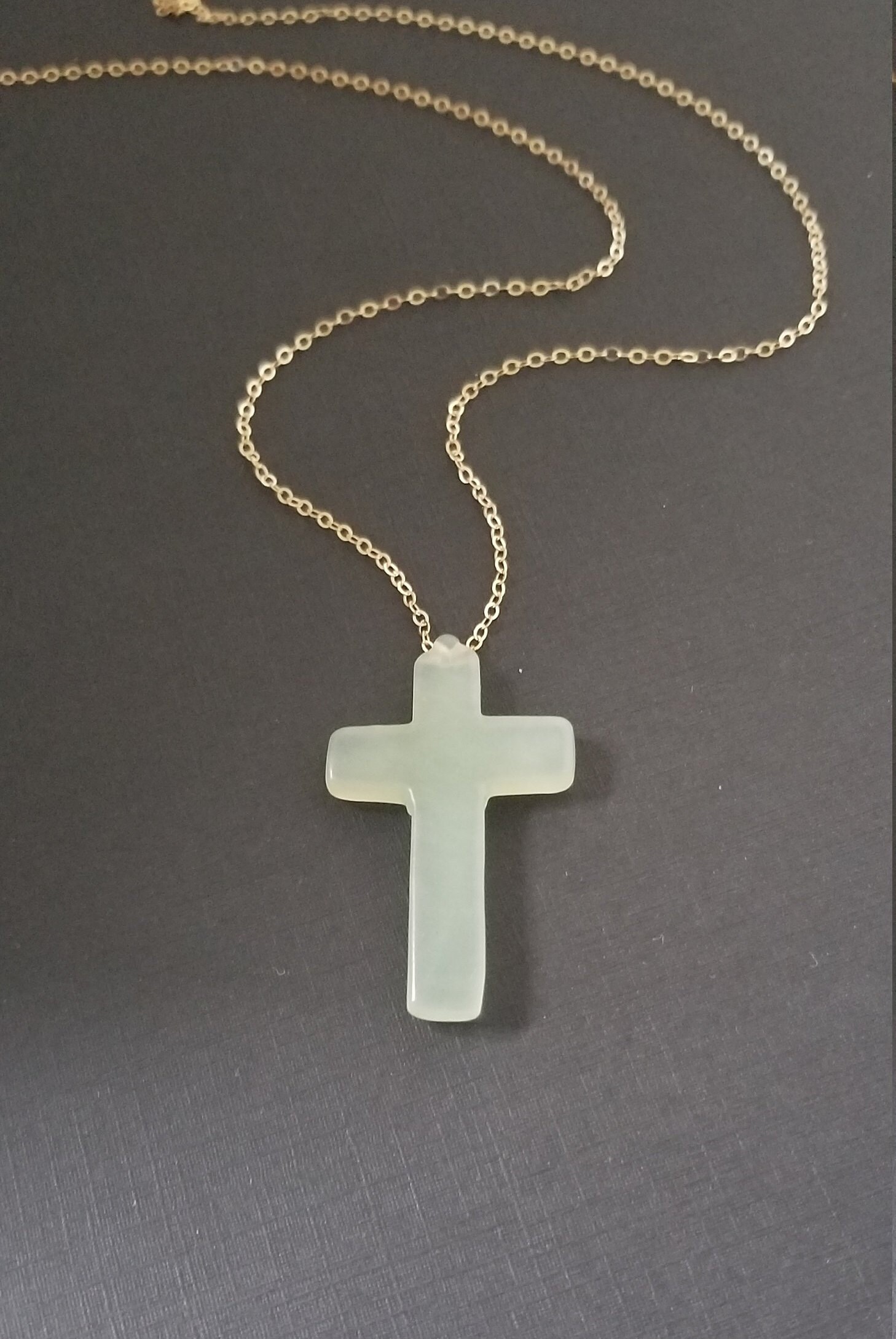 Hand Carved Authentic Jade Stone Cross Pendant ETJ190507PE - Etsy