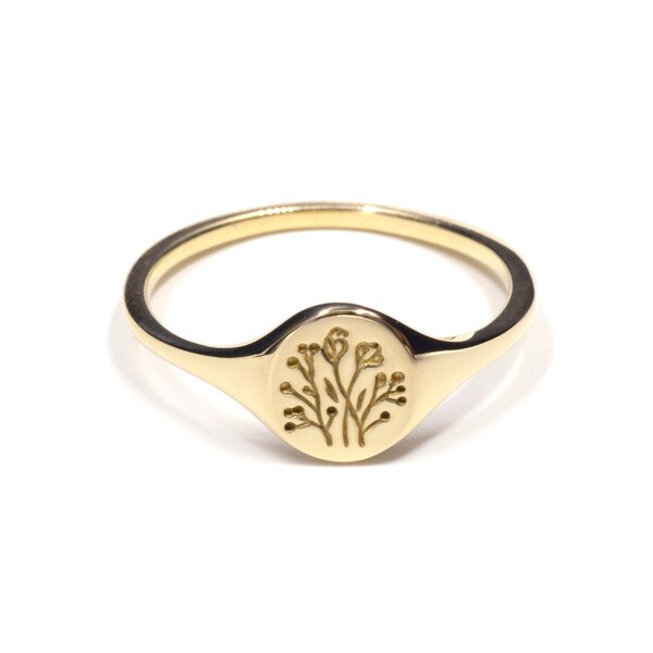 Wildflower Signet Ring - Etsy