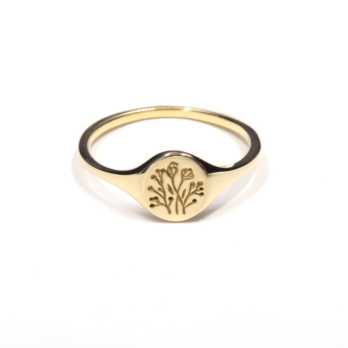 Mini Wildflower Signet Ring - Etsy