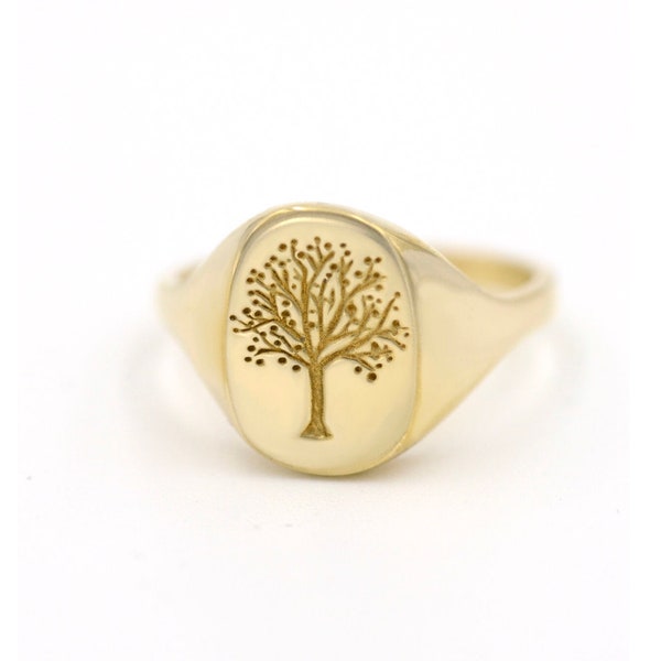 Tree Signet Ring - Etsy