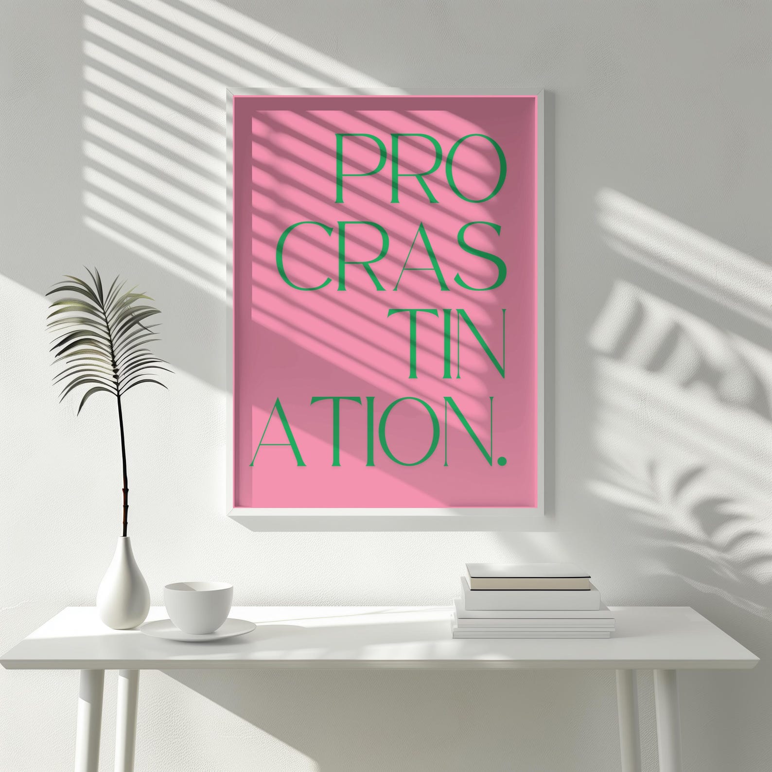 Procrastination, Bold Pink and Green Minimalist Digital Print. - Etsy