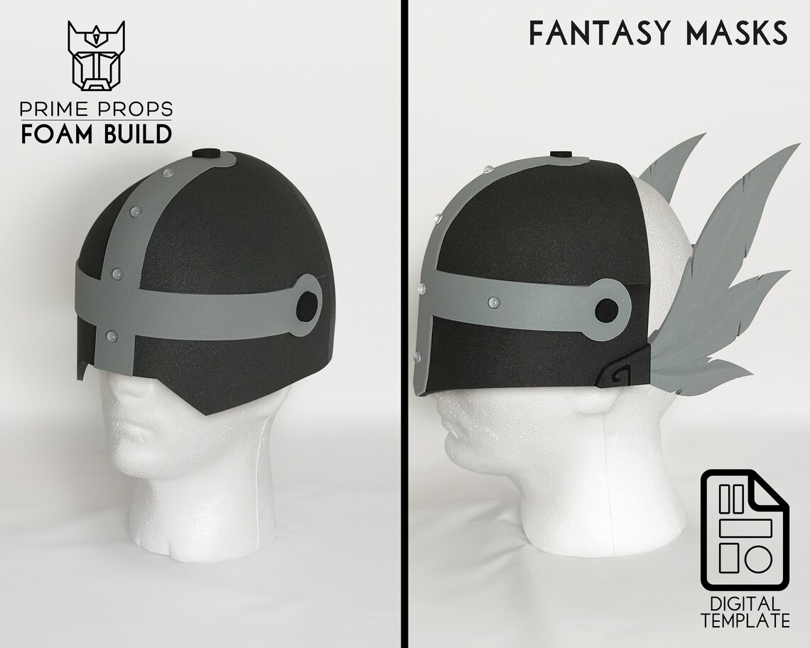 Fantasy quarter mask helmet foam pattern | Etsy