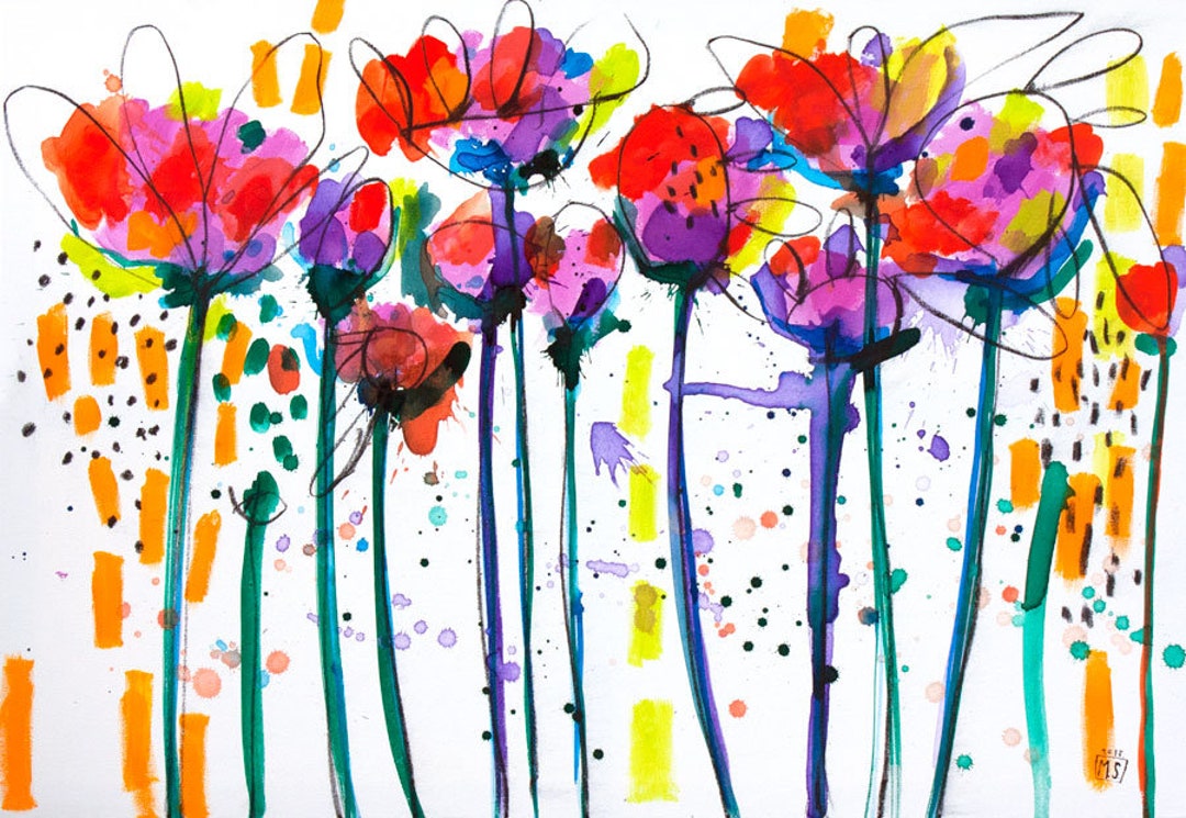 LIMITED EDITION PRINT, Giclee, Flowers, Full of Colors, Modern Original ...