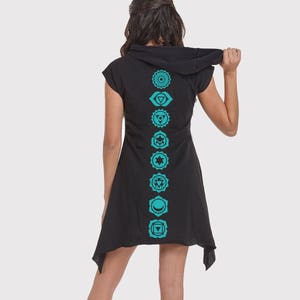 Handmade Hooded Dress With CHAKRAS Vinyl Print-neon-psy-festival Wear ...