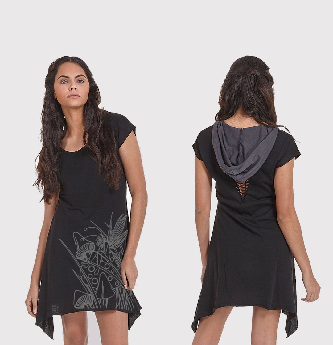 Womens Hooded Dress With ELF Print-festival Wear-burning Man-psy ...