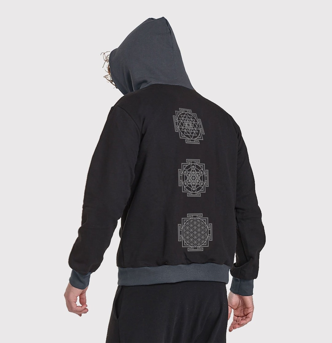 Mens Jacket Hoodie With Print Mandalas-festival Wear-psychedelic ...